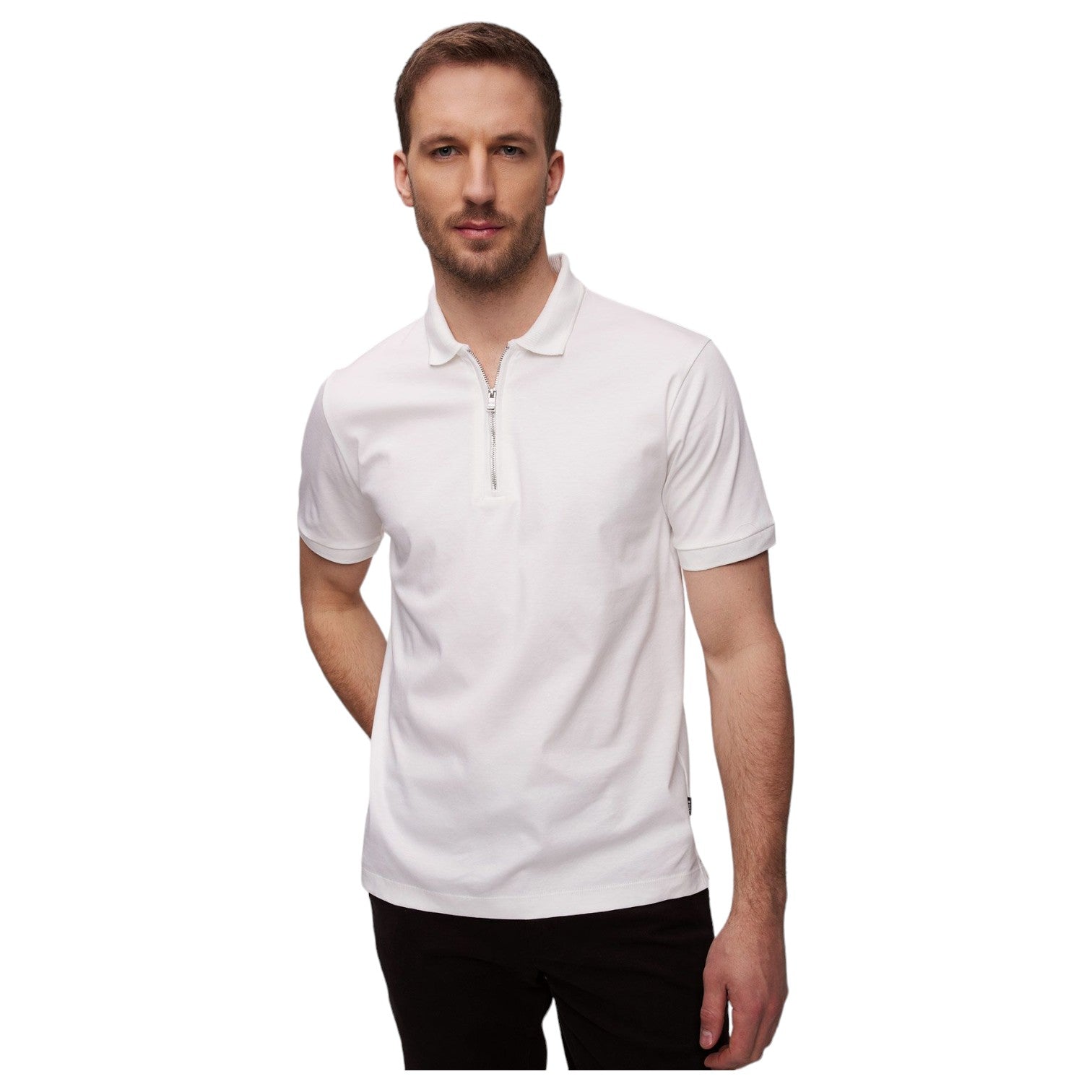 Boss Men's white polo shirt Hugo With Zipper 50513375 100 – J&Z Couture